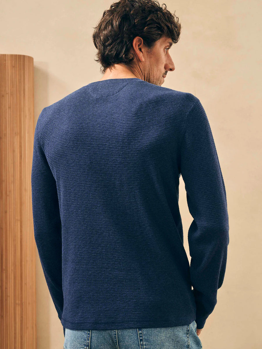 Faherty Surplus Waffle Henley - Deep Sea Heather | Harbour Thread