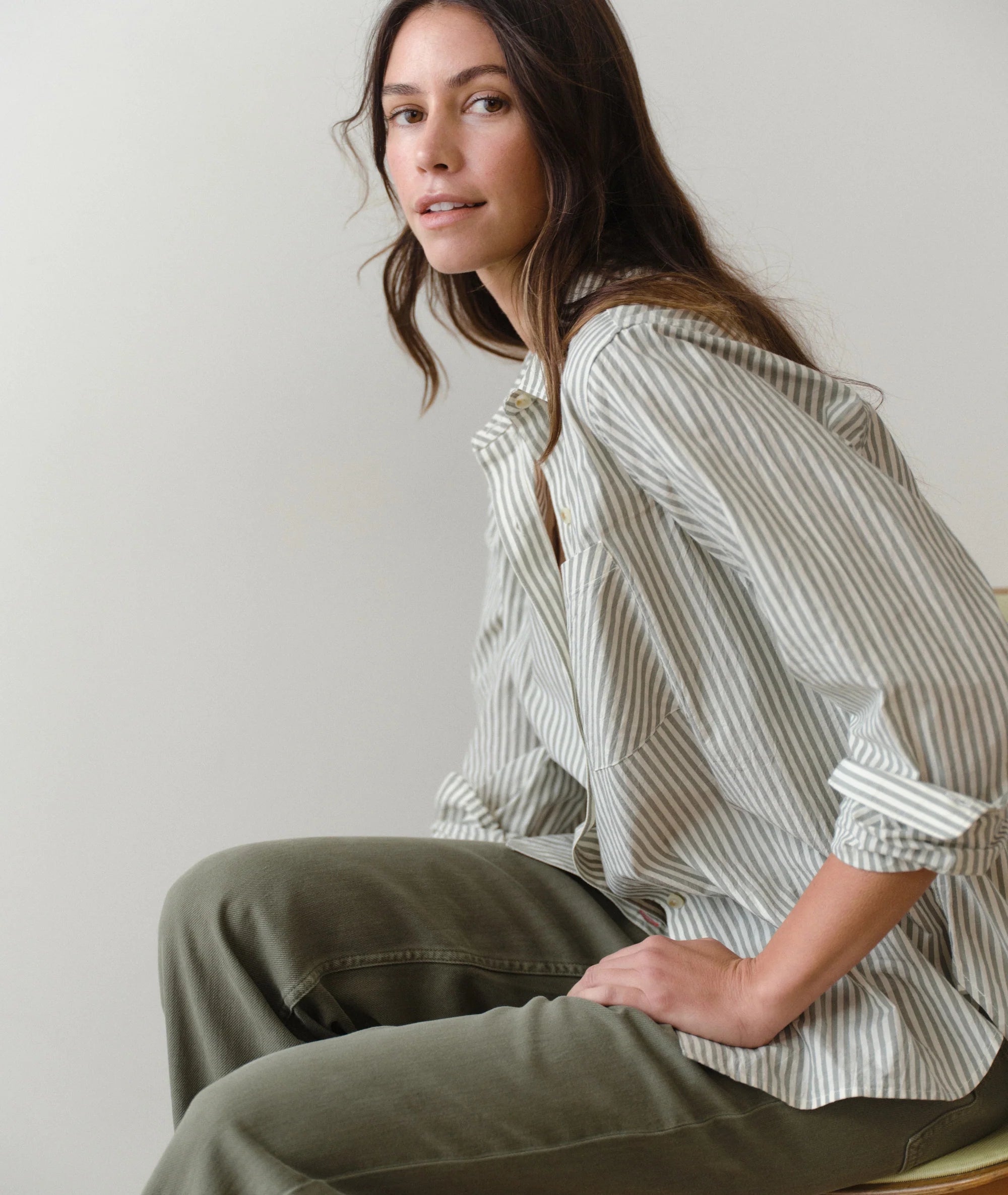 Marine Layer Jane Relaxed Cali Poplin Shirt | Harbour Thread
